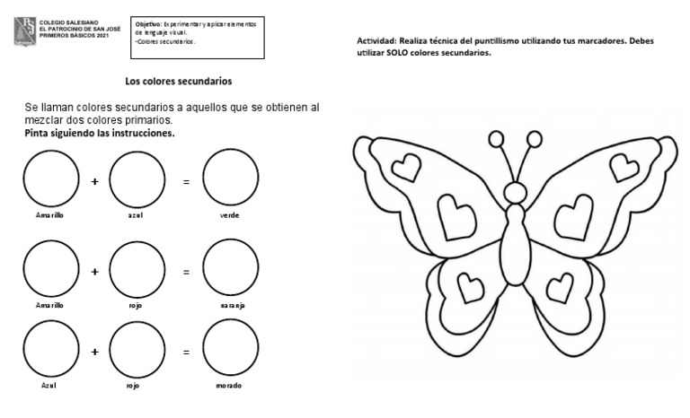 Dibujo Para Colorear Con Los Colores Primarios Secundarios Y Terciarios