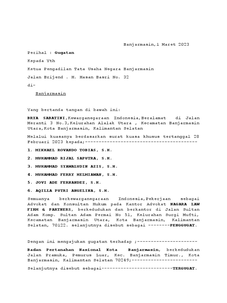 Surat Gugatan Ptun Kel 4 | PDF