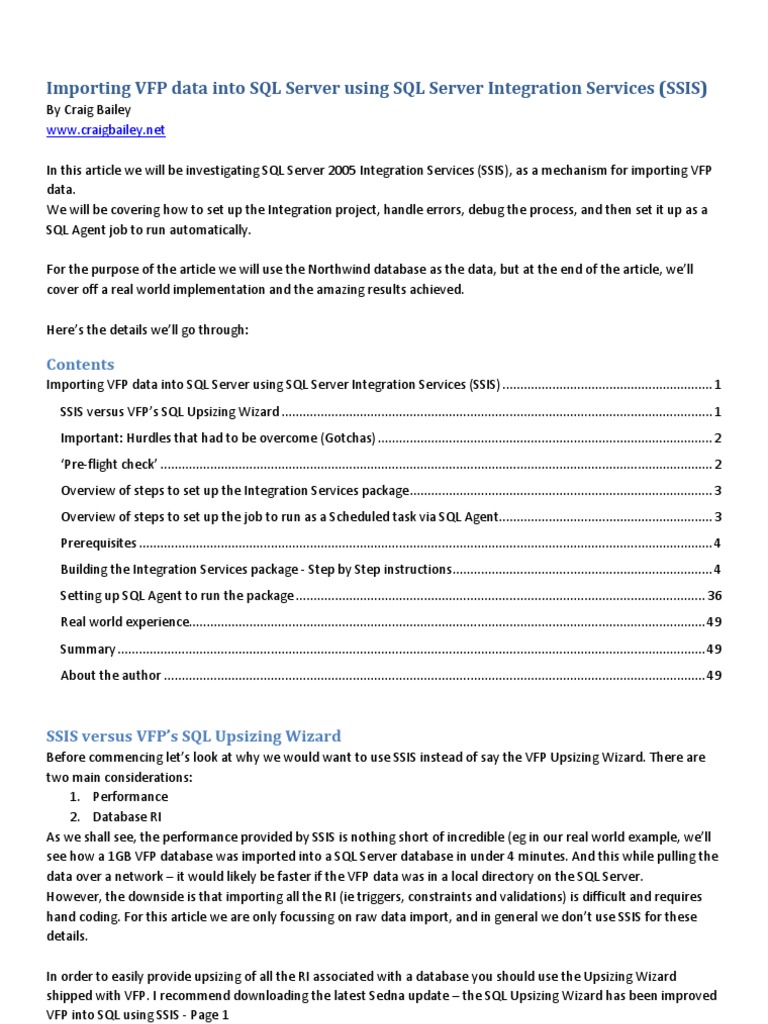 A Step-by-Step Guide to Importing VFP Data into SQL Server Using SQL Server Integration Services ...