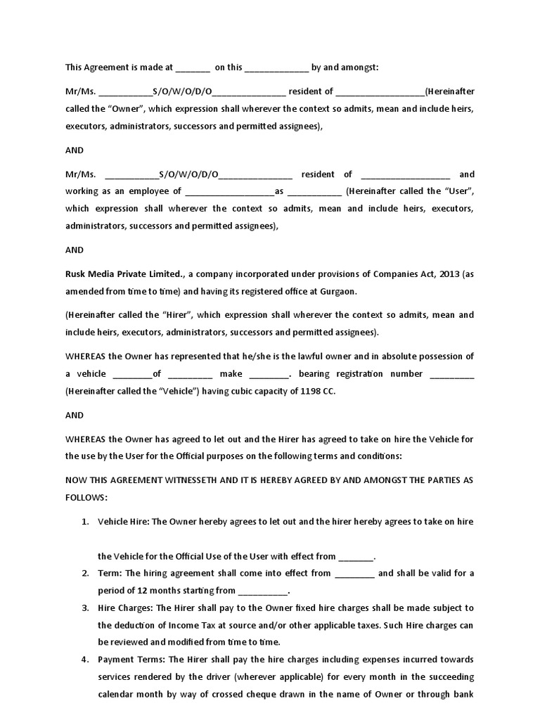 Car Lease Agreement | PDF | Legal Liability | Vehicle Insurance