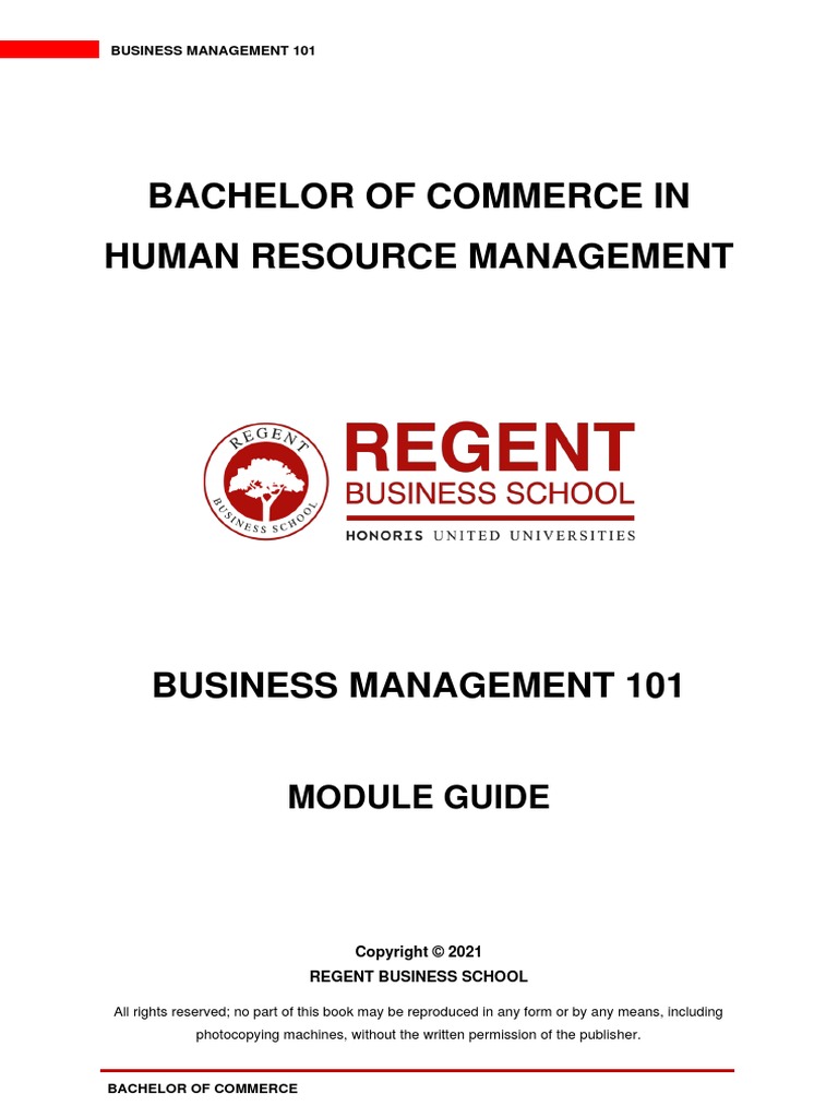 Bachelor of Commerce in Human Resource Management: Module Guide | PDF ...