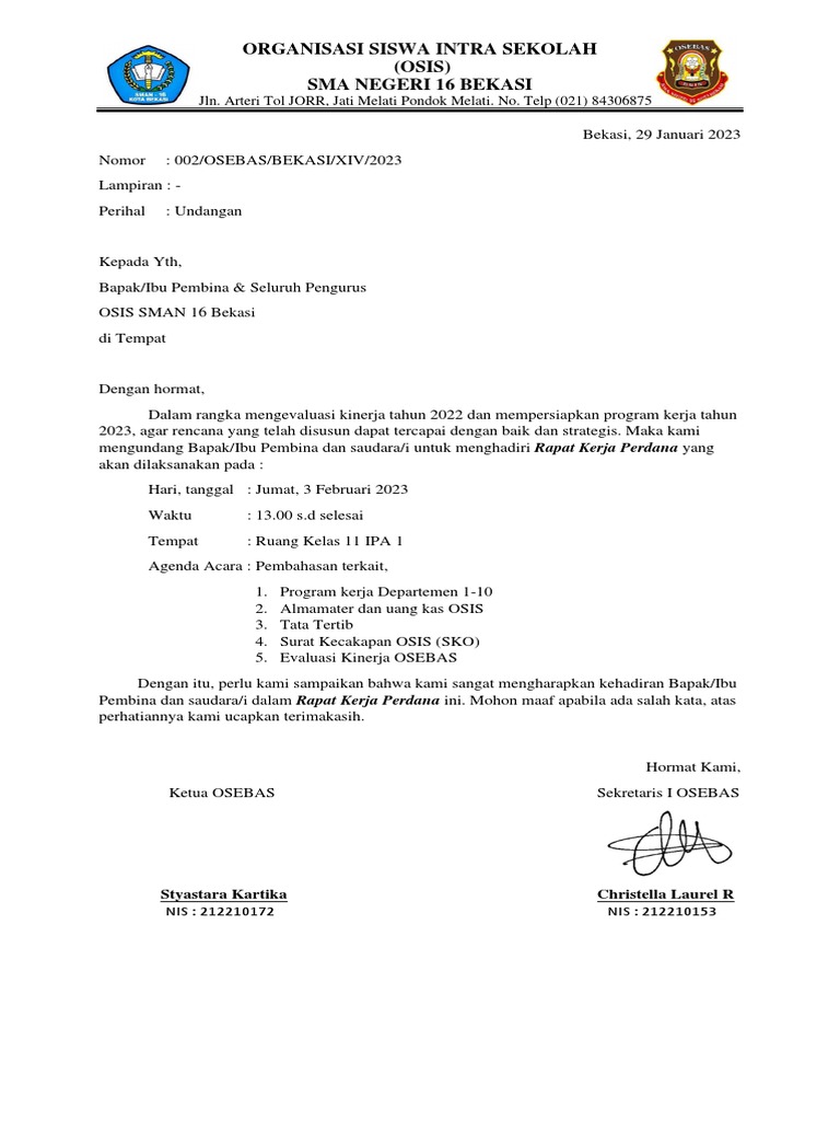 Surat Undangan Raker 1 | PDF