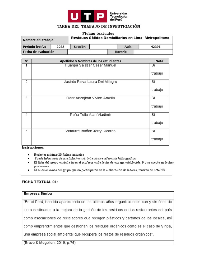 Formato de entrega de tarea de fichas textuales karesly | PDF ...