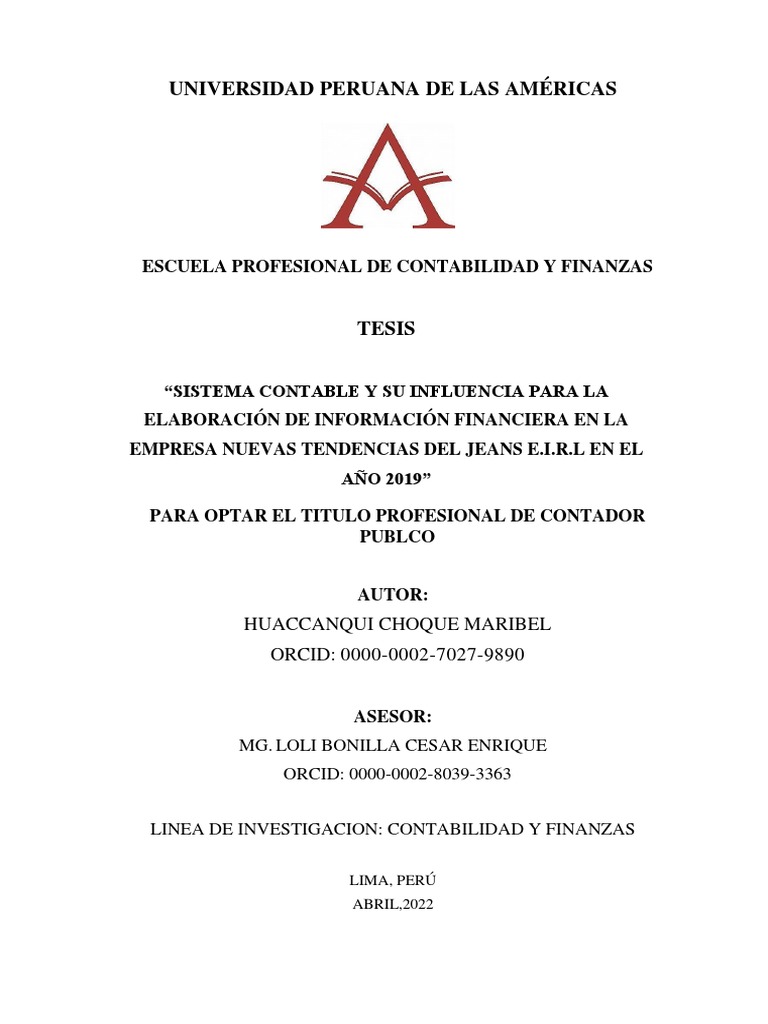 1.ejemplar de Tesis Word | PDF | Contabilidad | Estado financiero