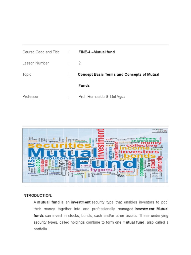 Understanding the Basic Concepts and Terms of Mutual Funds | PDF ...