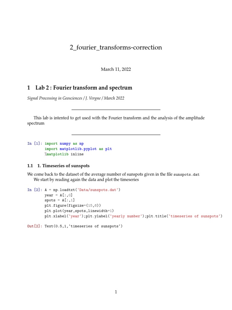 2 - Fourier - Transforms-Correction: 1 Lab 2: Fourier Transform and ...