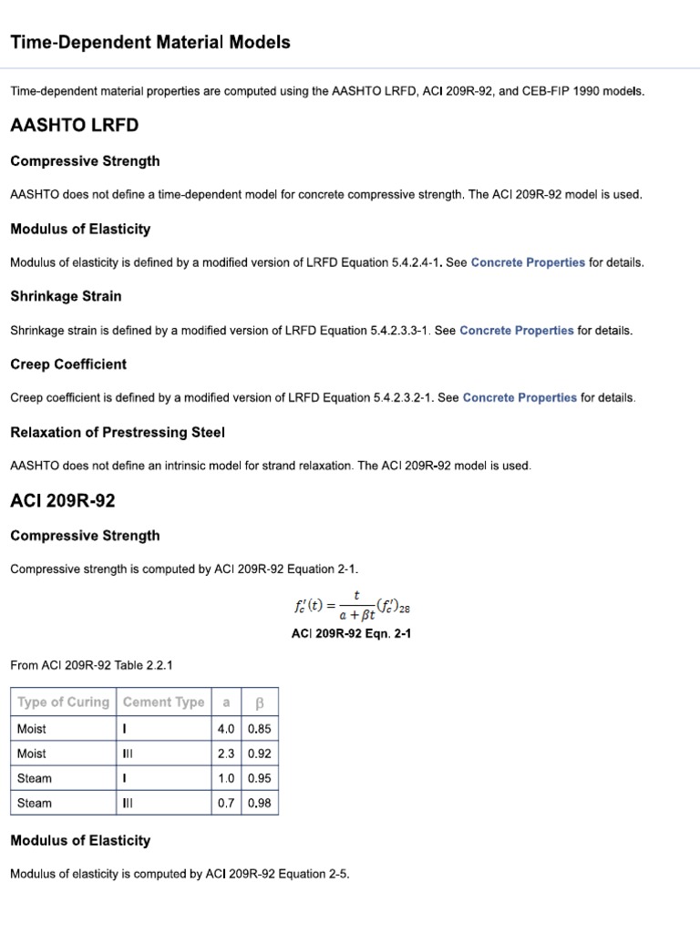 PGSuper - Time-Dependent Material Models | PDF