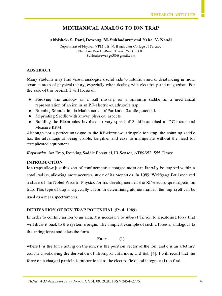 Mechanical Analog To Ion Trap | PDF | Microcontroller | Transistor