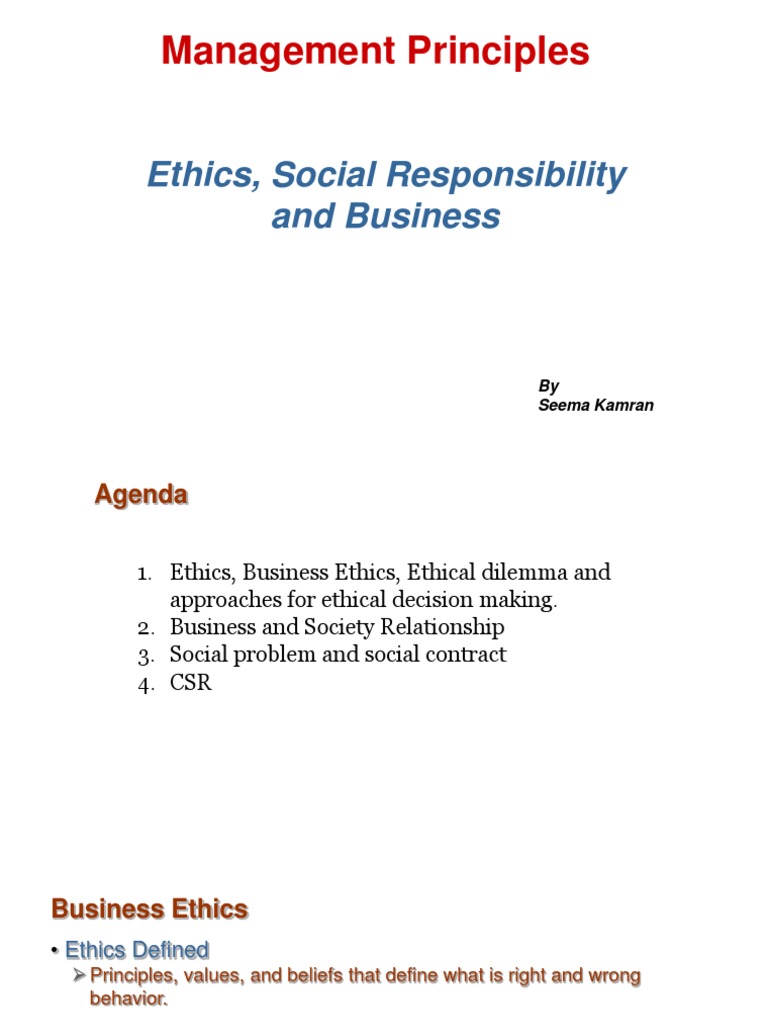 Business Ethics and CSR | PDF | Corporate Social Responsibility ...