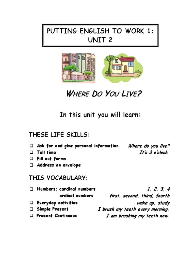 Petw1 Workbook Unit 2 Pdf English Language Linguistics