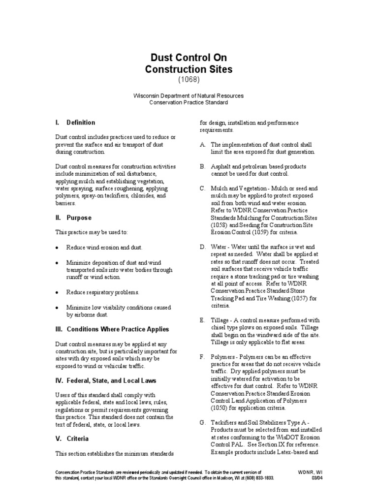 Dust Control at Construction Sites | PDF | Dust | Mulch