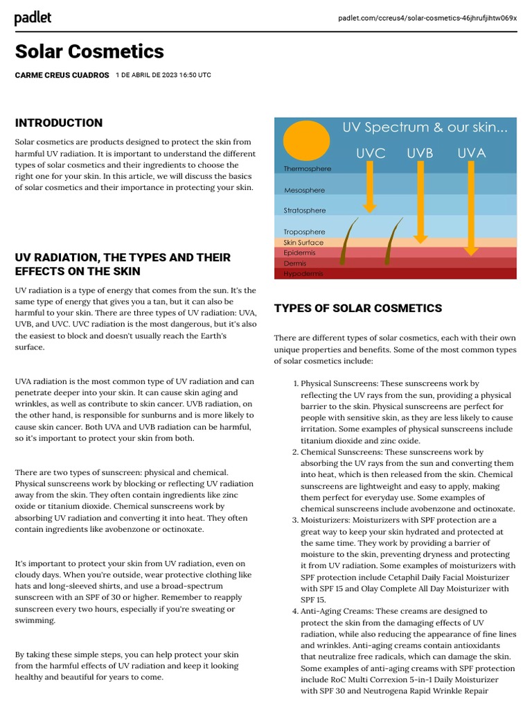 Padlet Solar Cosmetics | Download Free PDF | Sunscreen | Ultraviolet
