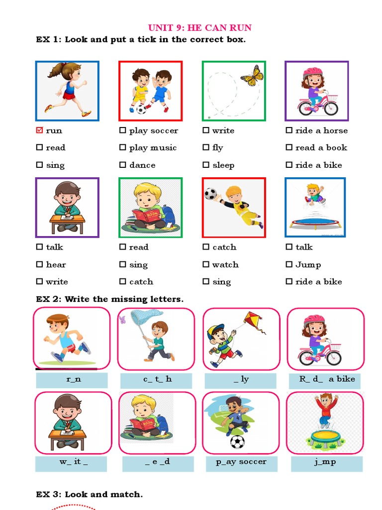 Learn verbs and activities with Unit 9 exercises | PDF