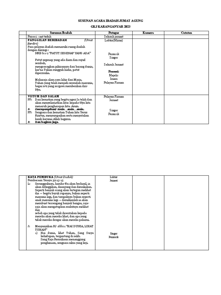 Jumat Agung - Pegangan Mulmed Dan Sie Acara-1 | PDF