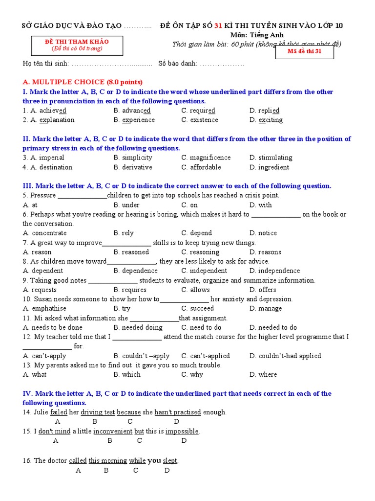 Cac de Luyen Thi | PDF