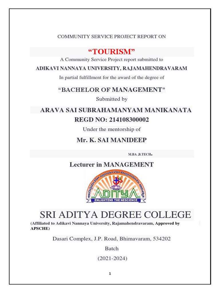 Community Service Project On Tourism | PDF | Tourism | Market Segmentation