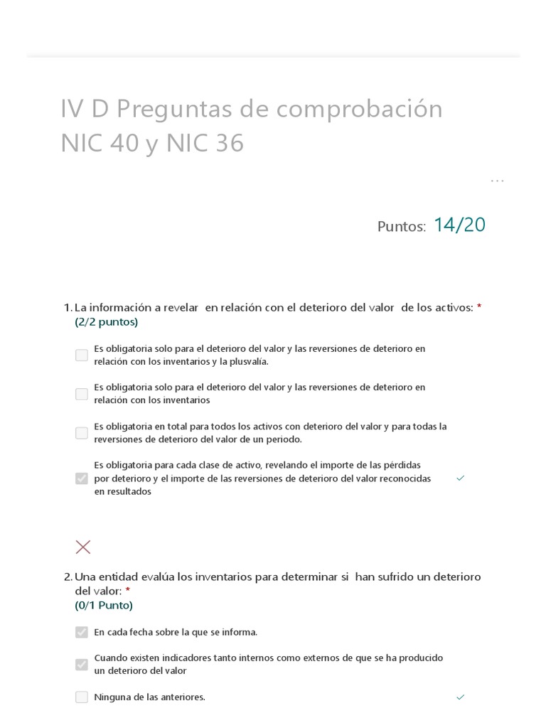 IV D Preguntas de Comprobación NIC 40 y NIC 36 | PDF | normas ...