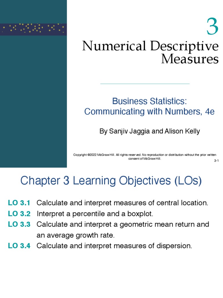 Chapter 3 Numerical Descriptive Measures Jaggia4e Ppt Pdf