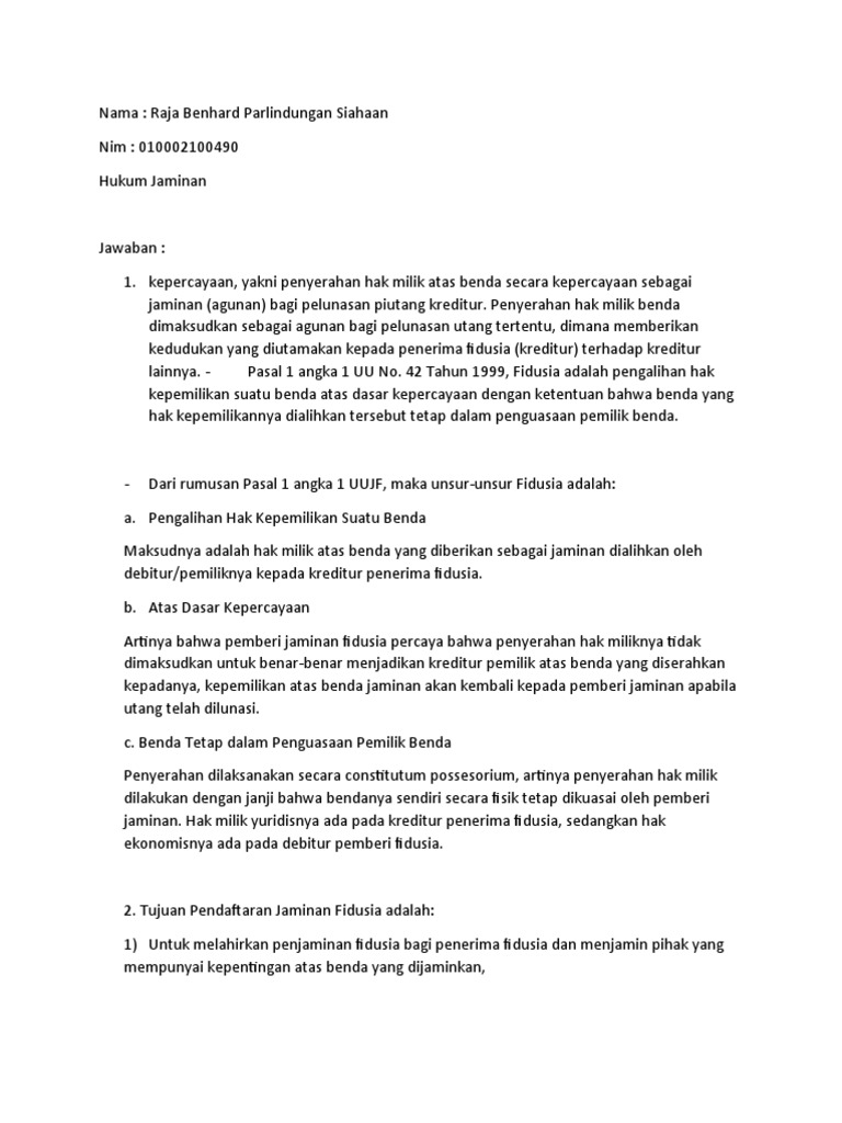 Kuis Hukum Jaminan | PDF | Hukum