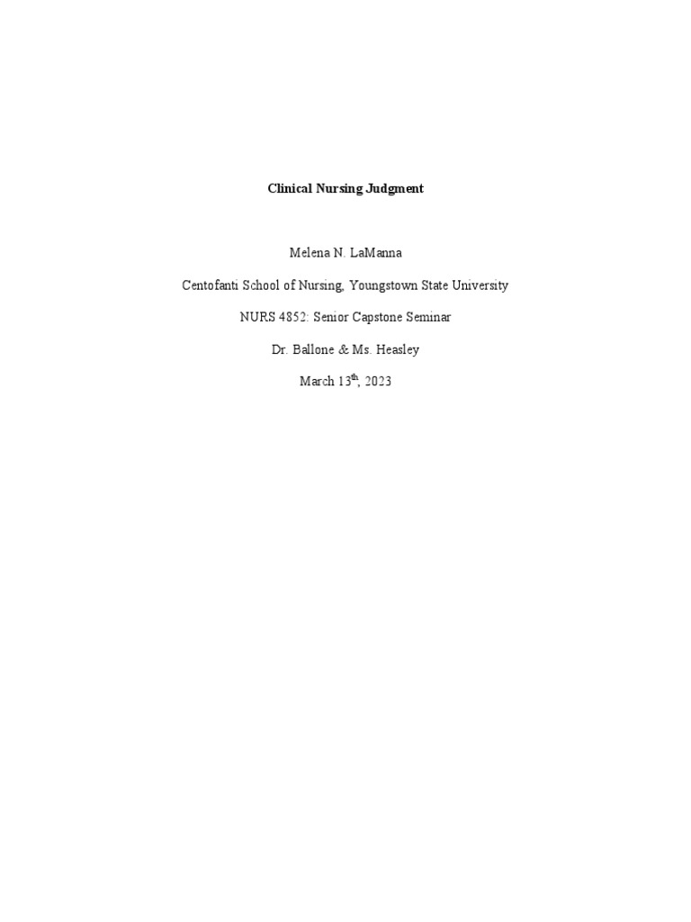 Nursing Clinical Judgment | PDF | Nursing | Health Care