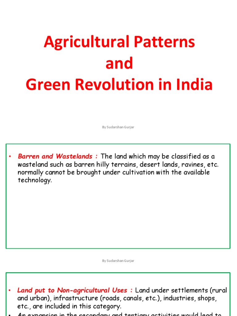 Agricultural Patterns and Green Revolution in India | PDF | Agriculture | Green Revolution