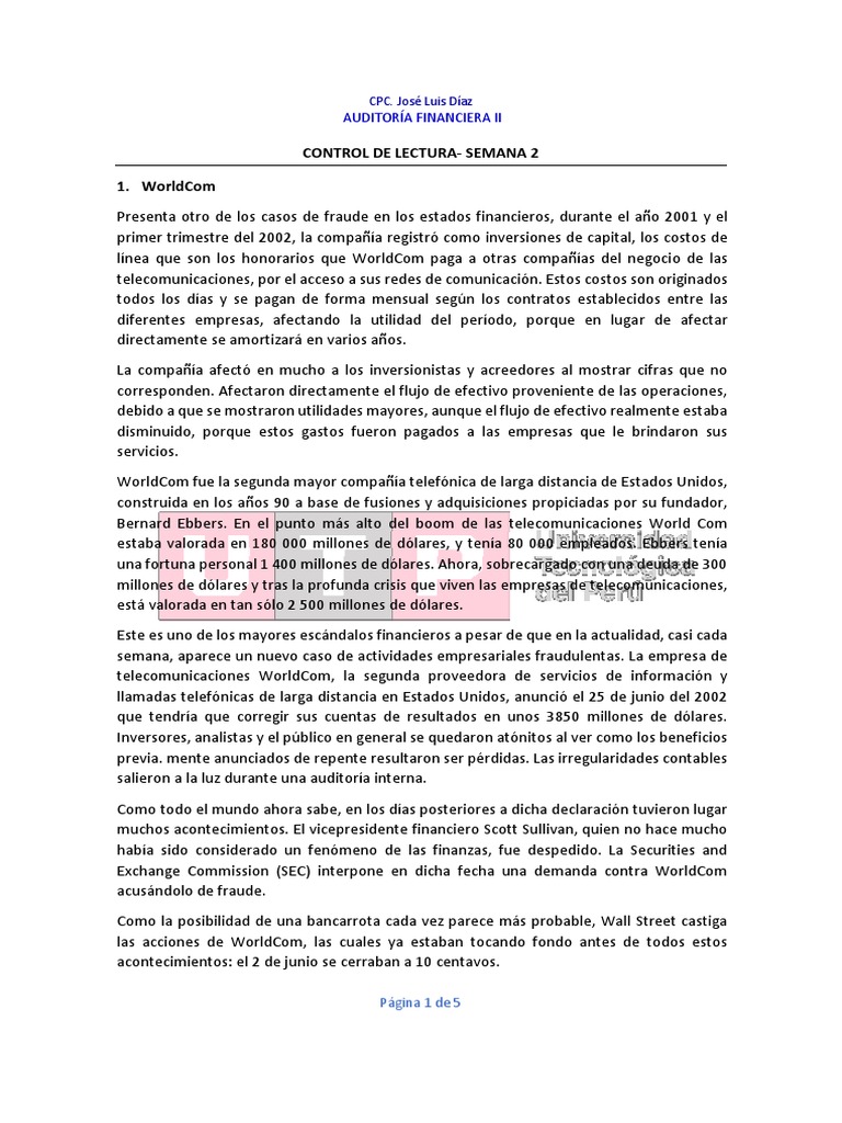 S02.s2 - Control de Lectura | PDF | Contabilidad | Enron