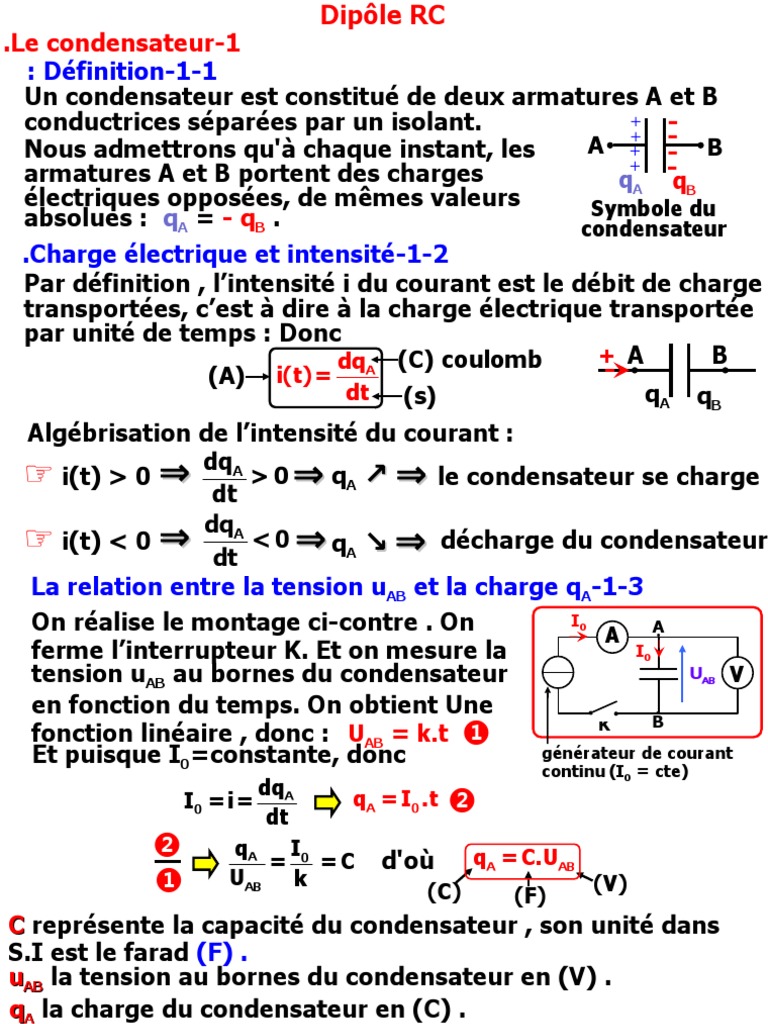 7-Dipôle RC | PDF | Condensateur | Tension électrique