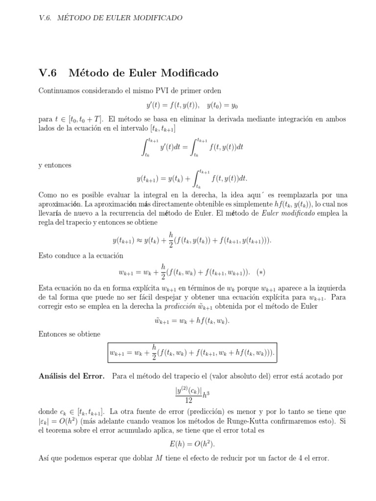 Euler Modificado | PDF | Ecuaciones | Relaciones matematicas