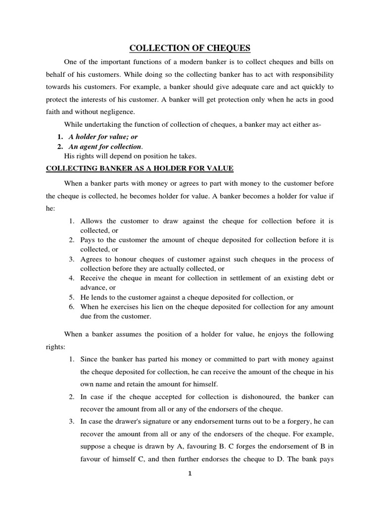 Collection of Cheques | PDF | Banks | Cheque