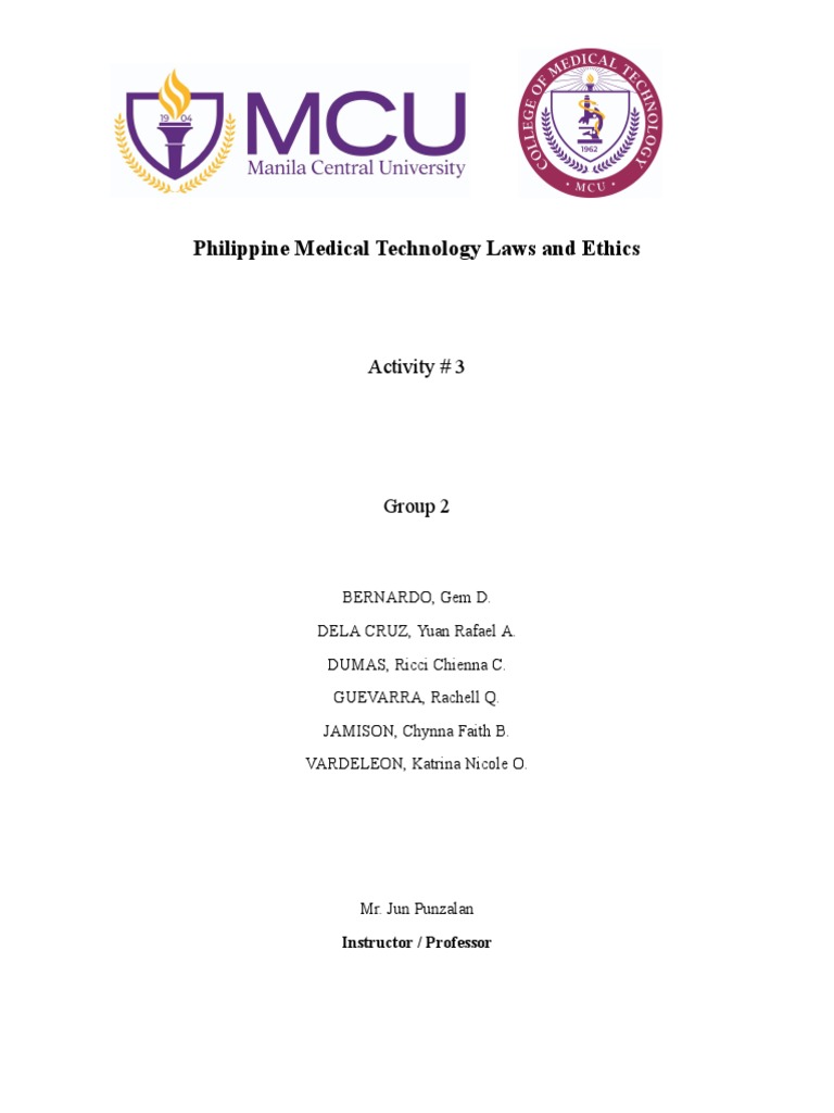 Philippine Medical Technology Laws and Ethics | PDF | Medical Diagnosis ...