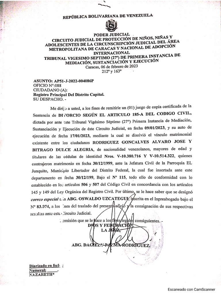 Modelo de Sentencia de Divorcio | PDF Modelo de Sentencia de Divorcio | PDF