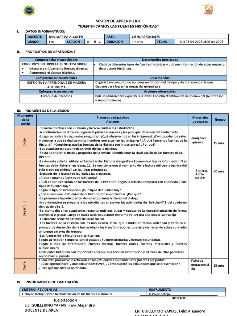 Sesión de Aprendizaje Final | Descargar gratis PDF | Maestros | Aprendizaje