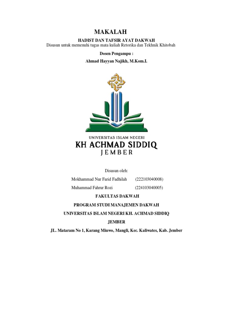 Makalah Hadist Dan Tafsir | PDF