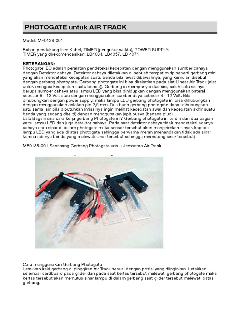 Photogate Kit Terjemahan | PDF | Teknologi & Rekayasa