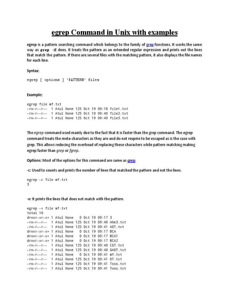U3 - Egrep Command in Unix With Examples | PDF | Unix | Software