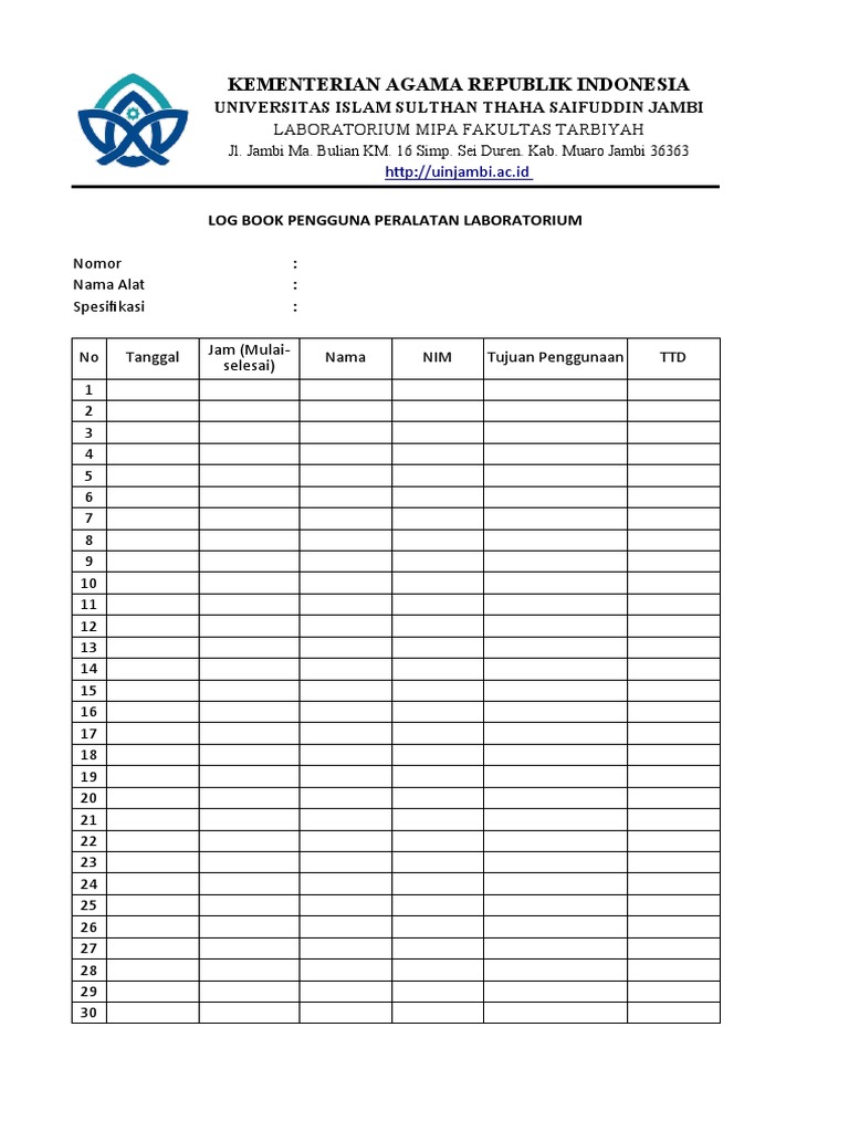 LOG BOOK PEMINJAMAN ALAT | PDF