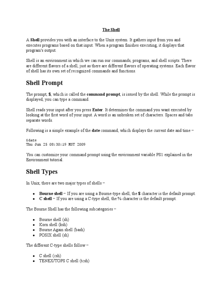 Overview of Unix Shell Types and Functions | PDF | Computer Engineering ...