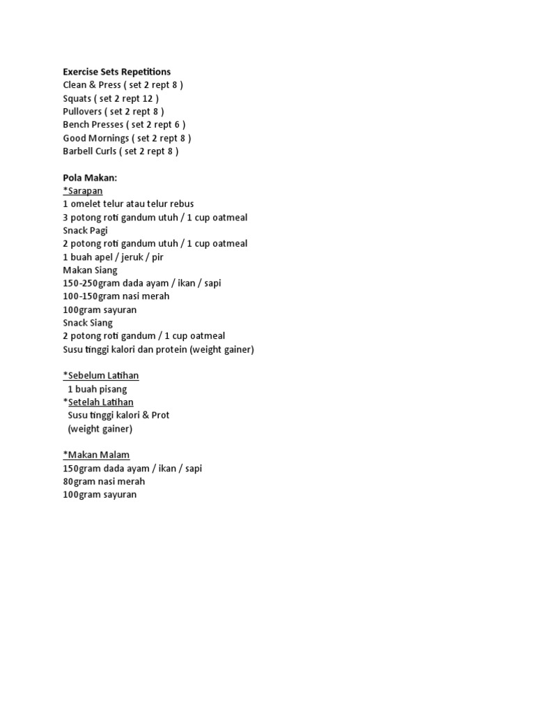 Workout - Mussle Mass | PDF | Wellness | Science & Mathematics