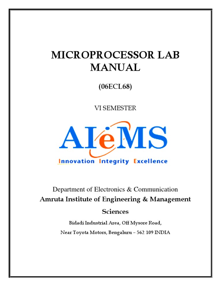 Microprocessor Lab Manual: Vi Semester | PDF | Assembly Language ... Microprocessor Lab Manual: Vi Semester | PDF | Assembly Language ...