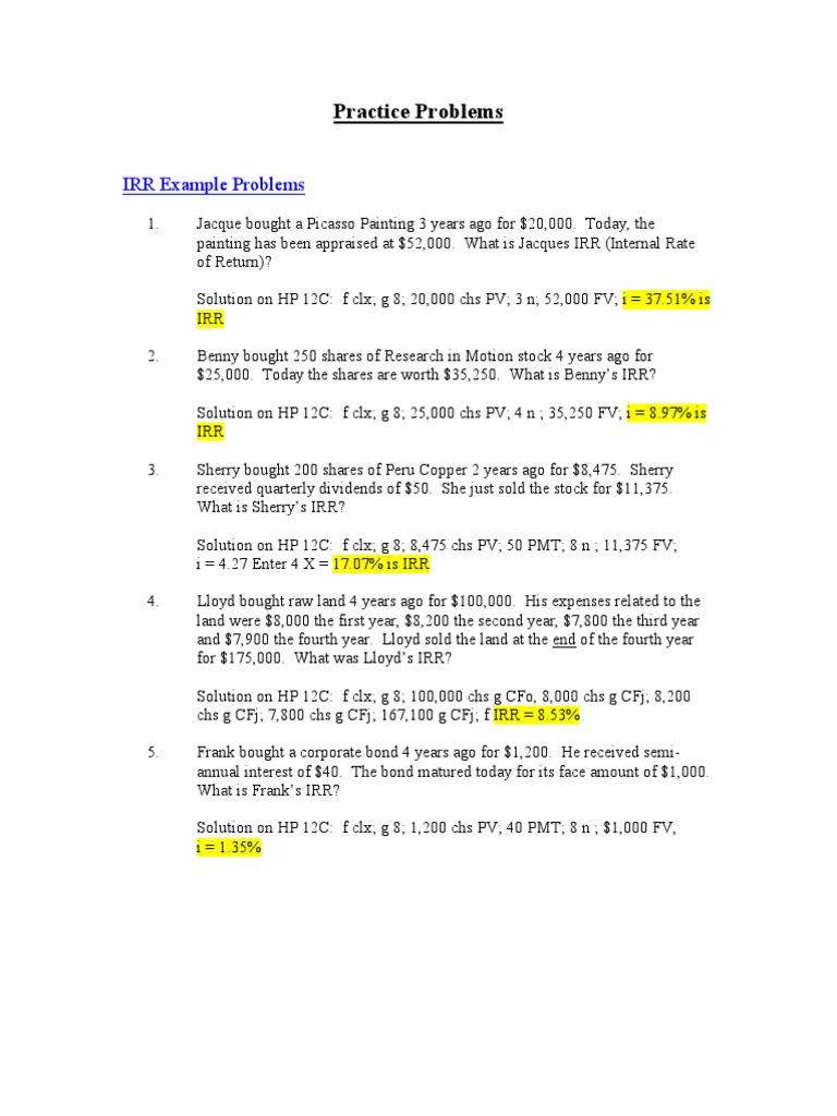Practice Problems | PDF | Present Value | Interest