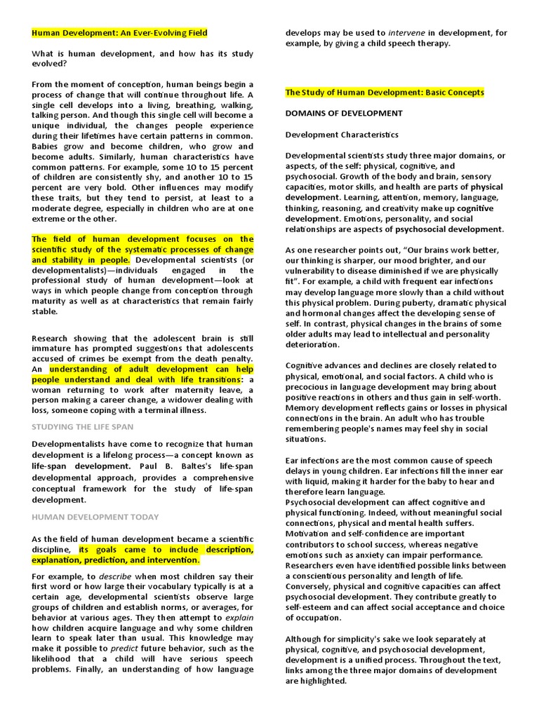 Human Development Notes | PDF | Developmental Psychology | Adolescence