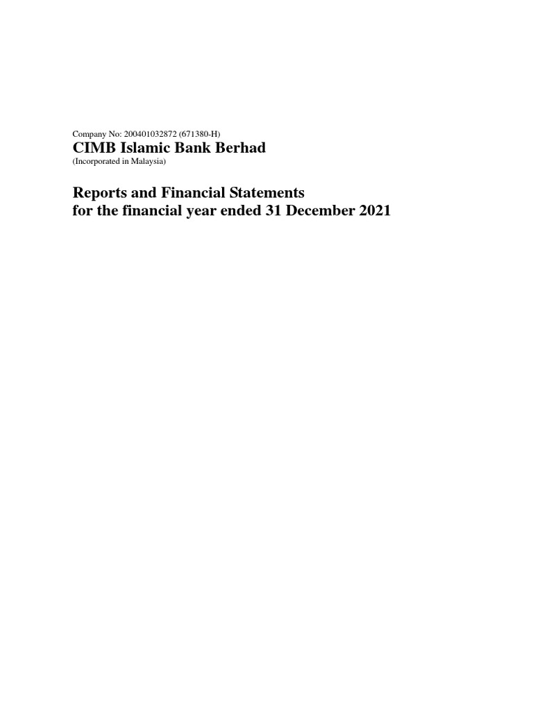 CIMB Islamic Bank Berhad: Company No: 200401032872 (671380-H) | PDF ...