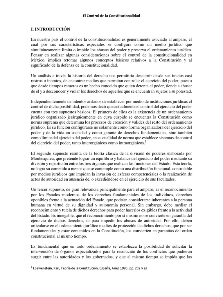 El Control de La Constitucionalidad (Introducción) | PDF | Constitución | Judicaturas