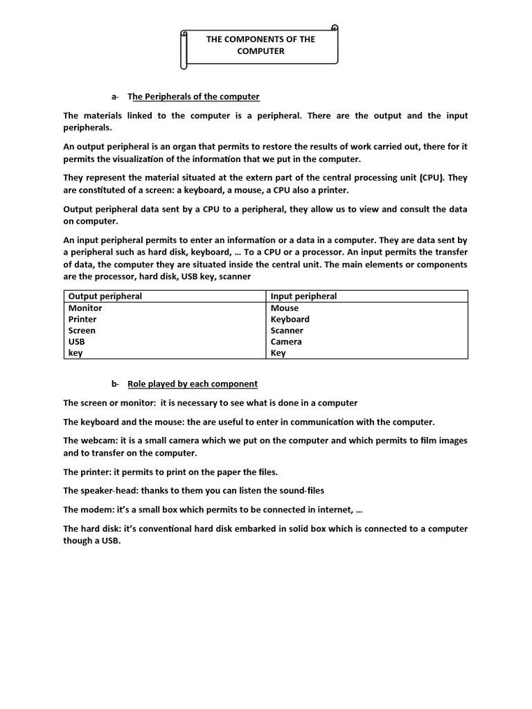 The Components of The Computer | PDF