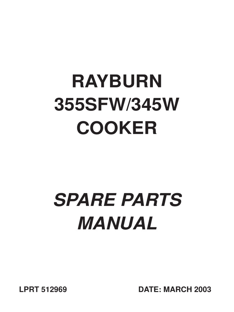 Rayburn 355SFW/345W cooker spare parts manual | PDF | Door | Screw