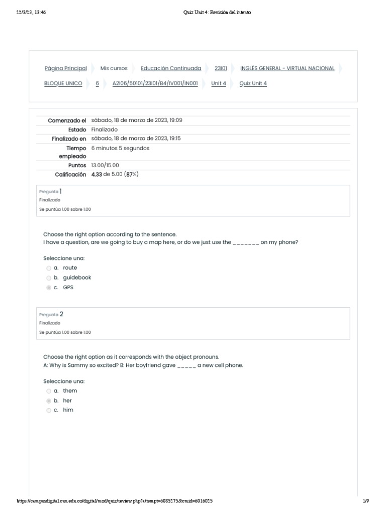Quiz Unit 4 B3 | PDF | Wellness