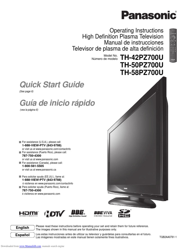 Quick Start Guide Guía de Inicio Rápido: TH-42PZ700U TH-50PZ700U TH ...
