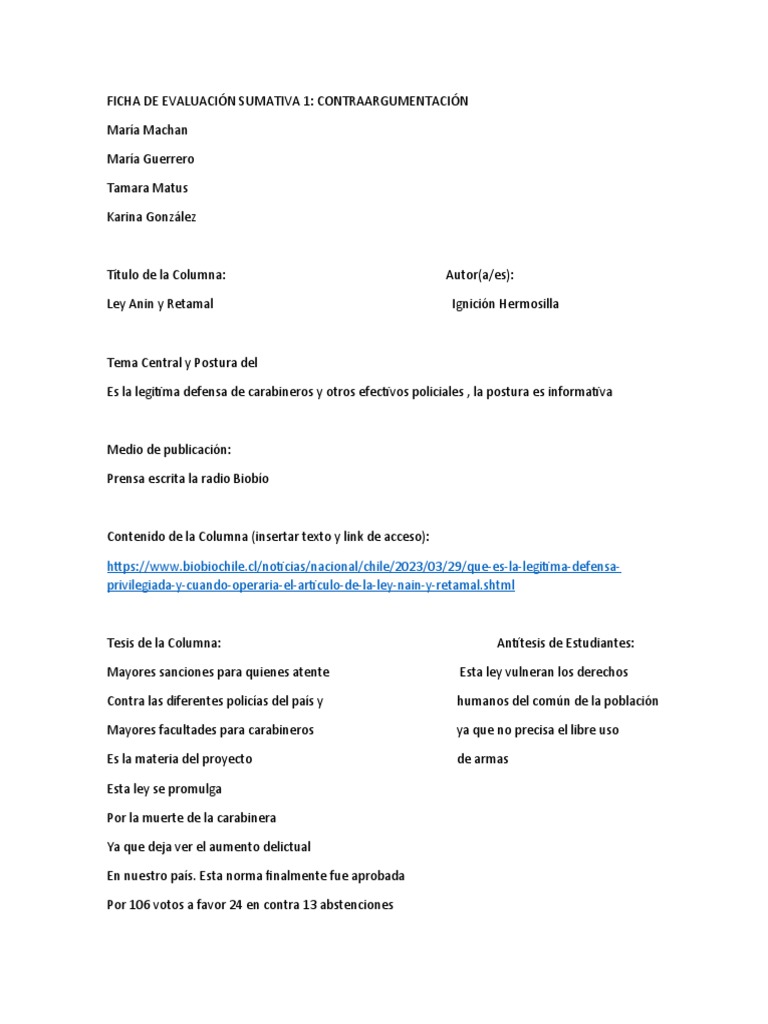 Ficha De Evaluación Sumativa 2 Pdf Derechos Humanos Gobierno 1256