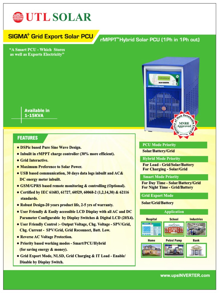 UTL UTL: Solar | PDF | Battery Charger | Electrical Grid