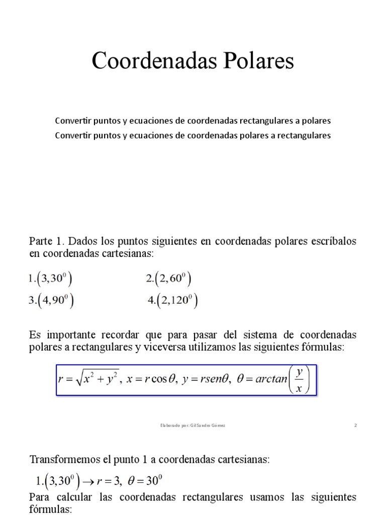 Coordenadas Polares - Conversión de Puntos y Ecuaciones | PDF | Sistema de coordenadas ...